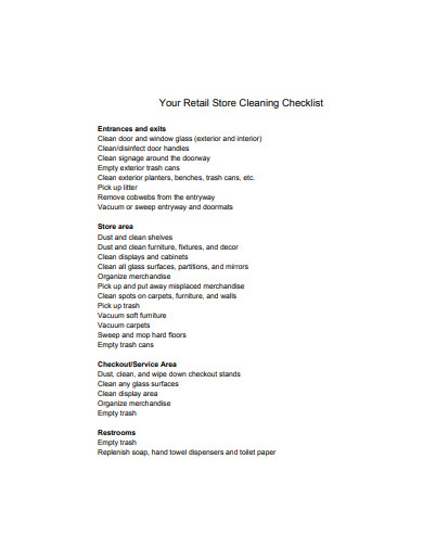 6+ Retail Store Cleaning Checklist Templates in DOC | PDF