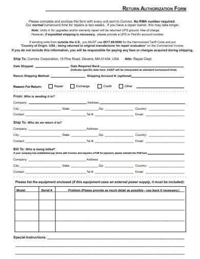 23+ Return Authorization Form Templates in Google Docs | Word | Pages | PDF