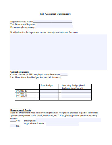 20+ Risk Assessment Questionnaire Templates in Google Docs | MS Word ...