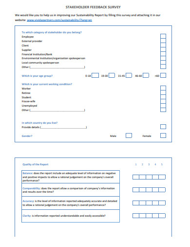 9+ Stakeholder Feedback Survey Templates in PDF | DOC