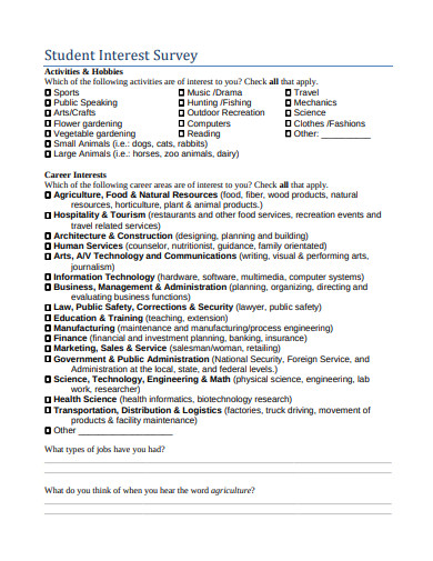 16+ Student Interest Survey Templates in PDF | DOC