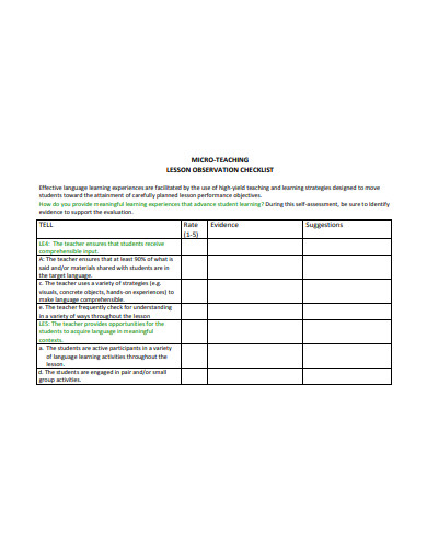 12+ Teacher Observation Checklist Templates in PDF | MS Word