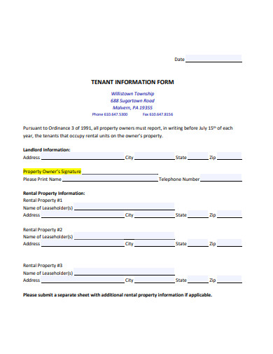 19+ Tenant Information Form Templates in PDF | DOC