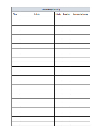 FREE 5+ Time Management Log Templates in PDF | MS Word