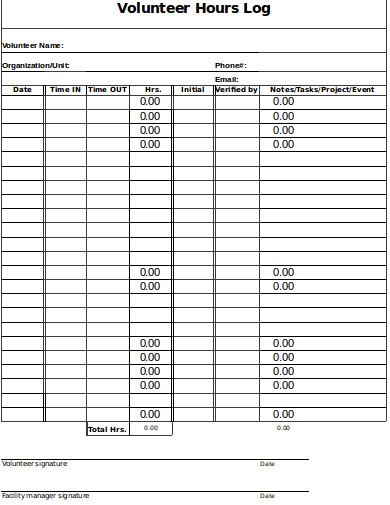 10+ Volunteer Hours Log Templates in DOC | PDF | Excel