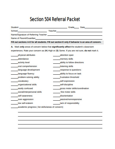 11+ School 504 Plan Templates in PDF | DOC