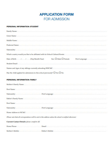 Free 29+ School Admission Form Templates in DOC, PDF