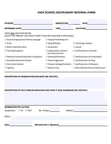 14+ Free School Disciplinary Action Form Templates in DOC | PDF | XLS