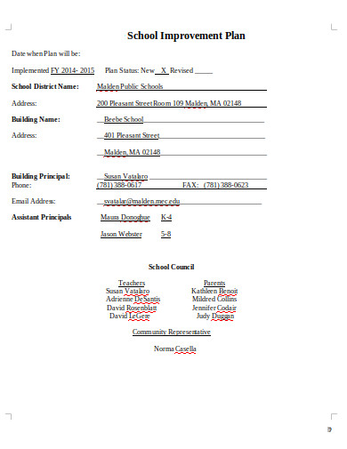 15+ School Improvement Plan Templates in PDF | DOC