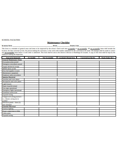 25+ Maintenance Checklist Templates in Google Docs | Word | Pages | PDF ...