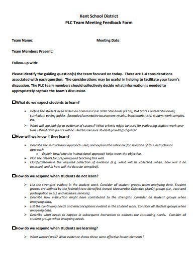 FREE 20+ Meeting Feedback Form Templates in PDF | MS Word