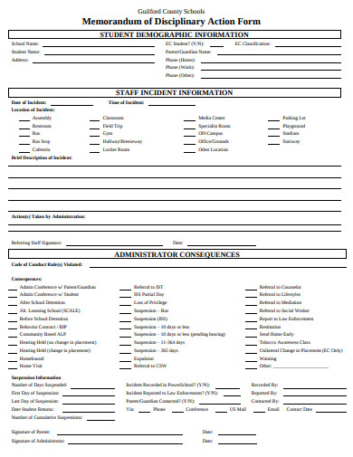 14+ Free School Disciplinary Action Form Templates in DOC | PDF | XLS