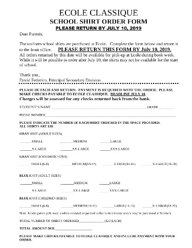 FREE 10+ Shirt Order Form Templates in PDF | MS Word