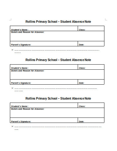 13+ School Absence Note Templates in PDF | Google Docs | Word | Pages