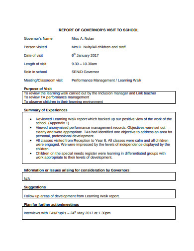 14+ Free School Visit Report Templates in Google Docs | Word | PDF ...