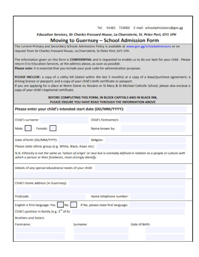 Free 29+ School Admission Form Templates in DOC, PDF