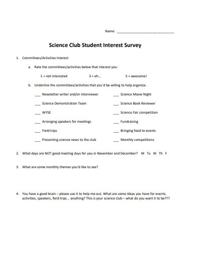 16+ Student Interest Survey Templates in PDF | DOC