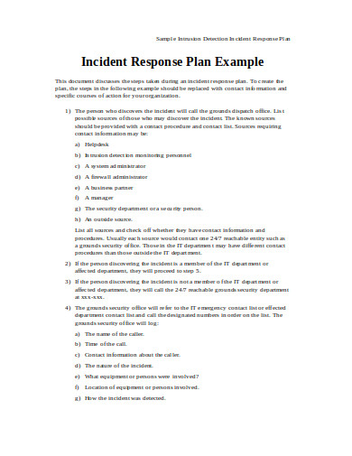 7 Security Incident Response Plan Templates In PDF DOC