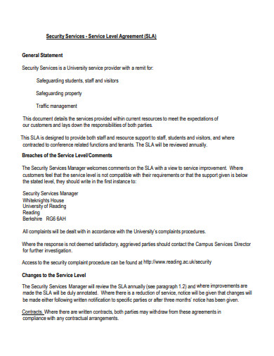 FREE 5+ Security Service Level Agreement Templates in PDF