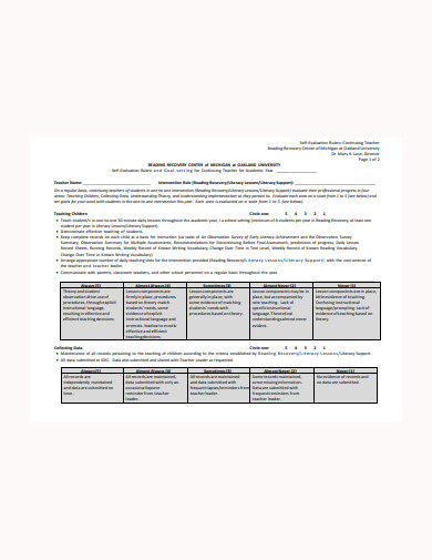 11+ Teacher Self Evaluation Templates in DOC | PDF