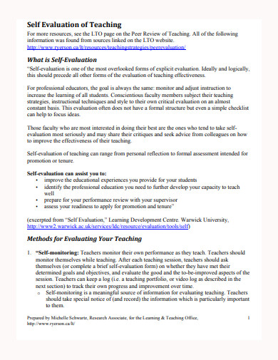 11+ Teacher Self Evaluation Templates in DOC | PDF