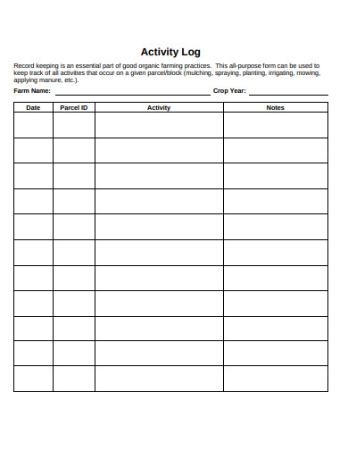 25 Activity Log Templates In Word Pages PDF