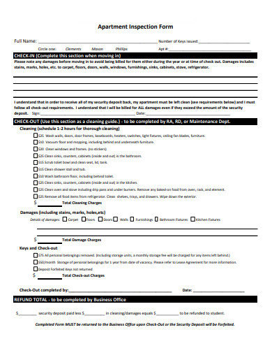 6+ Apartment Inspection Form Templates in PDF | XLS