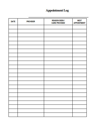 FREE 9+ Appointment Log Templates in PDF | MS Word