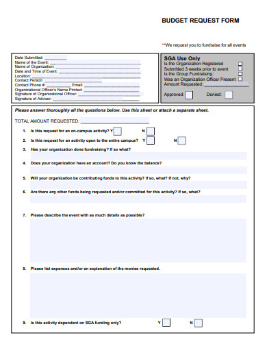 20 Budget Request Form Templates In PDF DOC