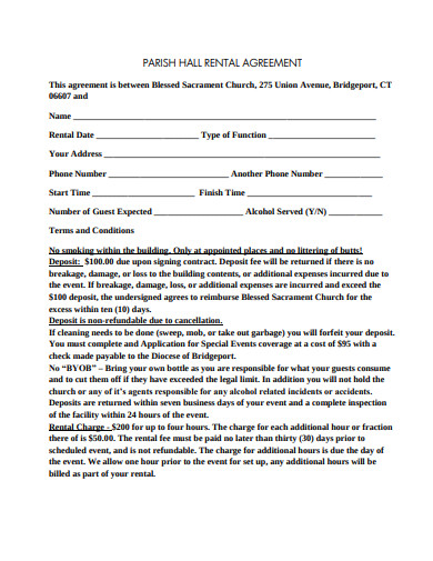 10+ Church Hall Rental Agreement Templates in PDF | DOC