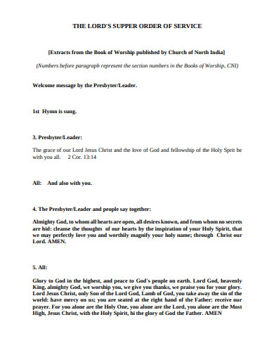 11+ Church Service Order Templates in PDF | DOC