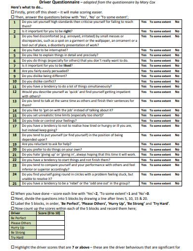 21+ Driver Questionnaire Templates in PDF | DOC | XLS