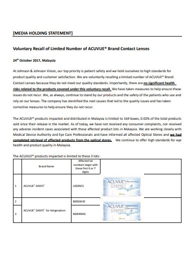 6+ Holding Statement Templates in Google Docs | PDF | Word