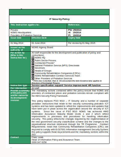 FREE 10+ IT Security Policy Templates in MS Word | PDF