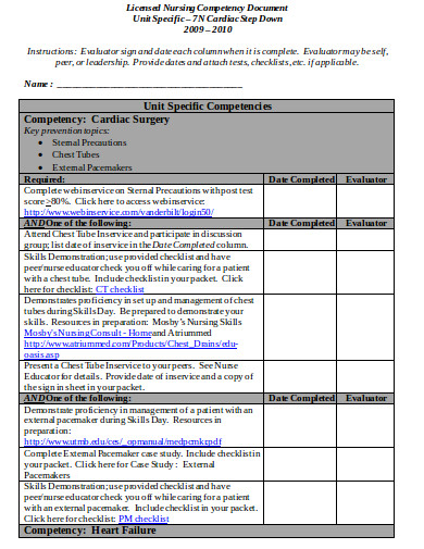 6+ Nurse Competency Checklist Templates in DOC | PDF