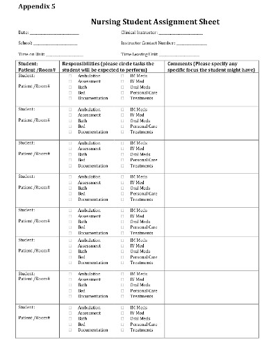 10+ Nursing Student Assignment Sheet Templates in PDF | Word