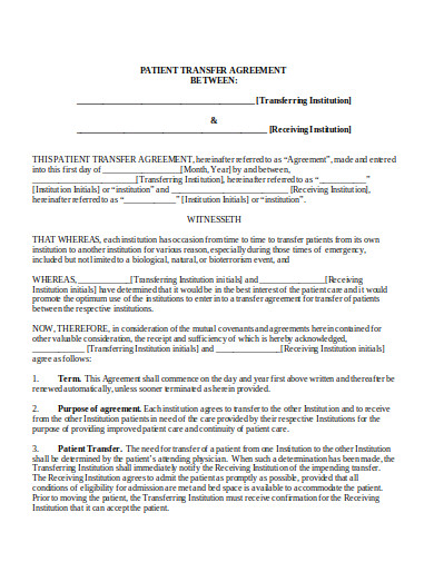 6+ Patient Transfer Agreement Templates - PDF, DOC