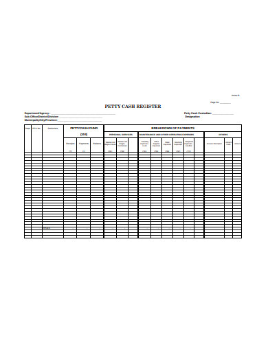 5+ Petty Cash Register Templates in PDF | XLS