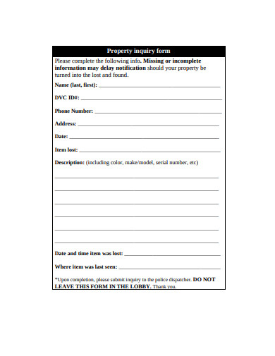 22+ Property Inquiry Form Templates in PDF | DOC
