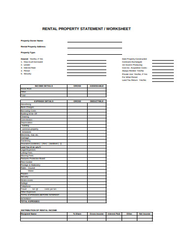 18+ Rental Property Worksheet Templates in PDF