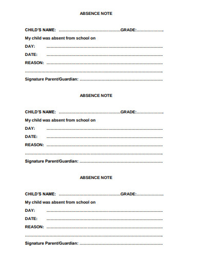 13+ School Absence Note Templates in PDF | Google Docs | Word | Pages