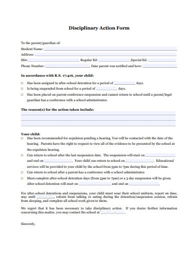14+ Free School Disciplinary Action Form Templates in DOC | PDF | XLS