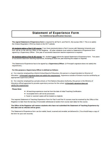 20+ Statement of Experience Templates in PDF | DOC