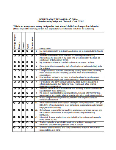 8+ Student Behavior Survey Templates in PDF