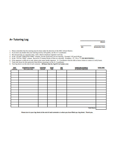 10+ Tutoring Log Sheet Templates in PDF | DOC