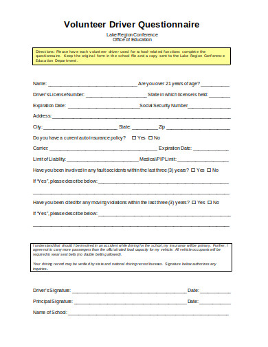 21+ Driver Questionnaire Templates in PDF | DOC | XLS