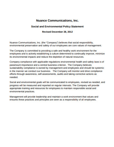 20+ Environmental Policy Statement Templates in PDF | DOC