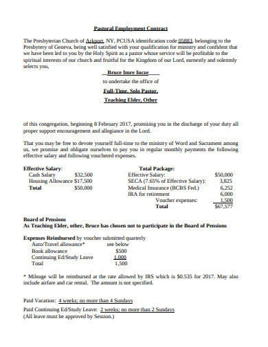 5+ Church Employment Contract Templates in PDF | DOC