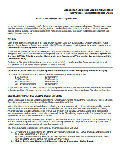11+ Church Monthly Report Templates in PDF | DOC