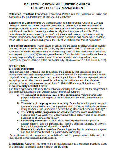 9+ Church Risk Management Plan Templates in PDF | DOC
